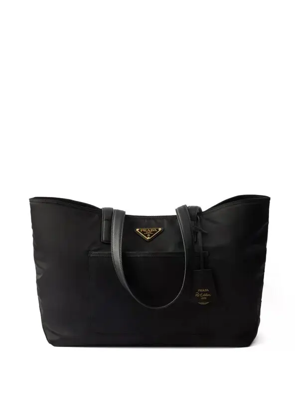 Prada Re-edition 1978 Medium Re-nylon And Saffiano Leather Tote Bag - Black