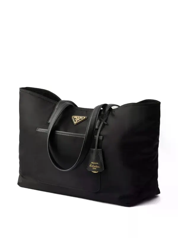 Prada Re-edition 1978 Medium Re-nylon And Saffiano Leather Tote Bag - Black
