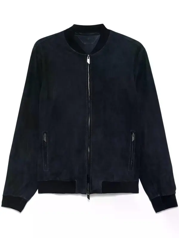 SALVATORE SANTORO Suede Bomber Jacket - Blue
