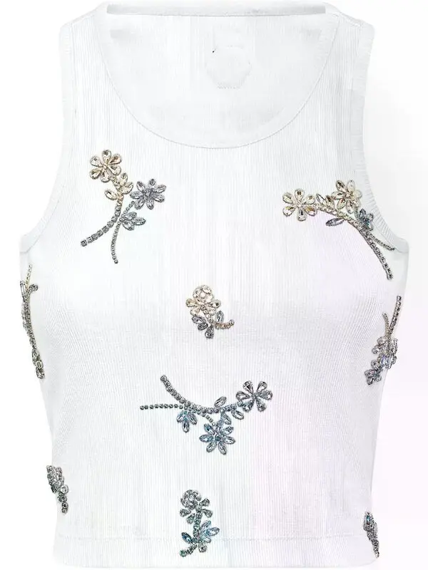 Philipp Plein Floral Appliqué Tank Top - Blue