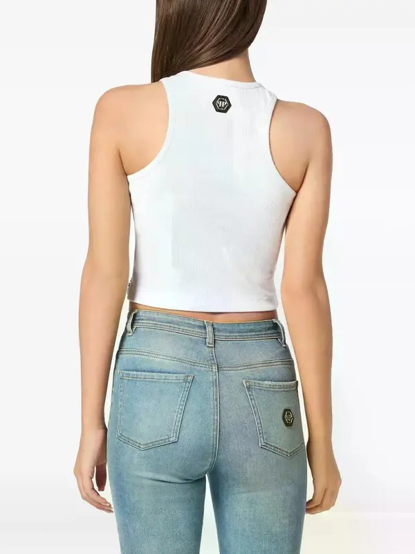 Philipp Plein Floral Appliqué Tank Top - Blue