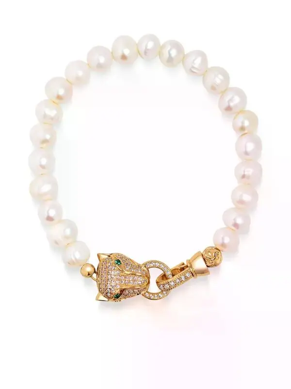 NIALAYA JEWELRY Panther Pearl Bracelet - White
