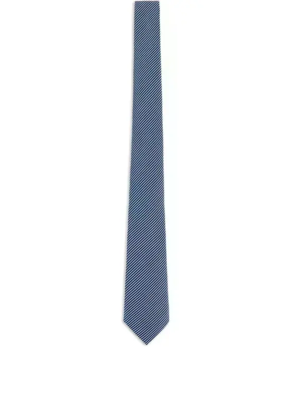 Giorgio Armani Striped Silk Neck Tie - Blue