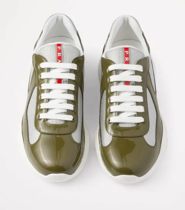 Prada Patent Leather-blend America's Cup Sneakers - Green
