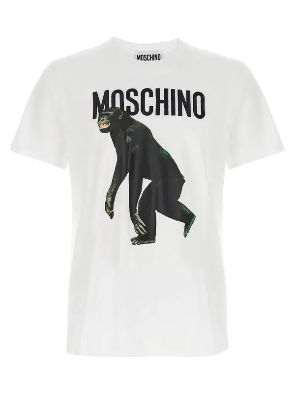 Moschino Logo Embroidery T Shirt - White
