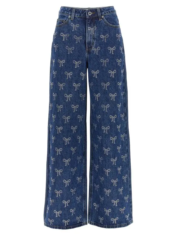SELF-PORTRAIT Rhinestone Bow' Jeans
