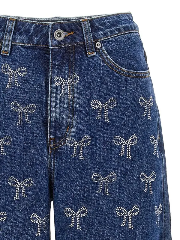 SELF-PORTRAIT Rhinestone Bow' Jeans