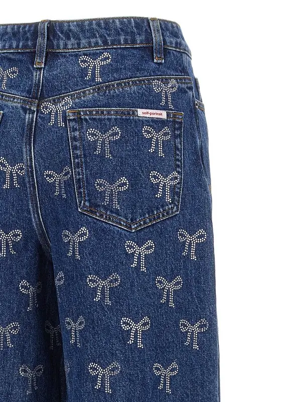 SELF-PORTRAIT Rhinestone Bow' Jeans