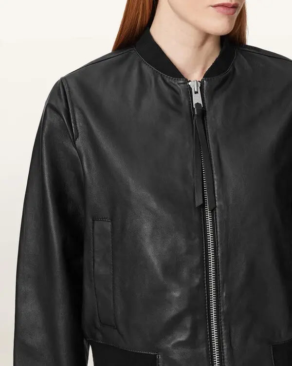 ALLSAINTS Orten Leather Bomber Jacket - Black