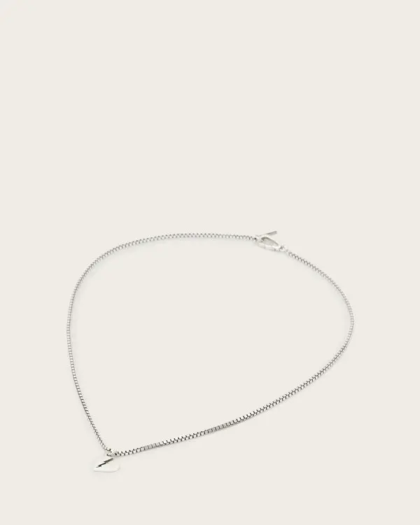 ALLSAINTS Split Heart Sterling Silver Necklace - Warm Silver