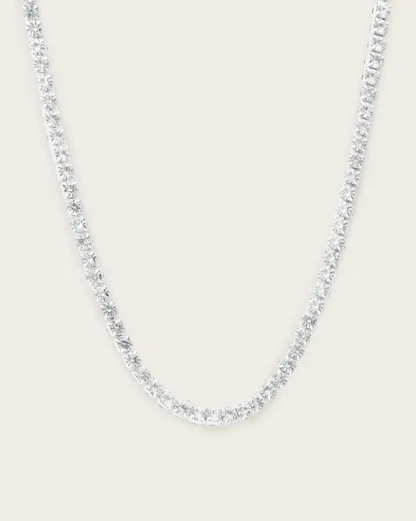 ALLSAINTS Gia Crystal Chain Necklace - Warm Silver