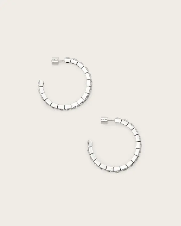 ALLSAINTS Gia Crystal Hoop Earrings - Warm Silver