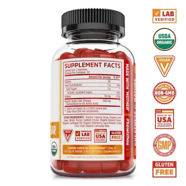 ZHOU NUTRITION Apple Cider Vinegar Gummies 60 Gummies