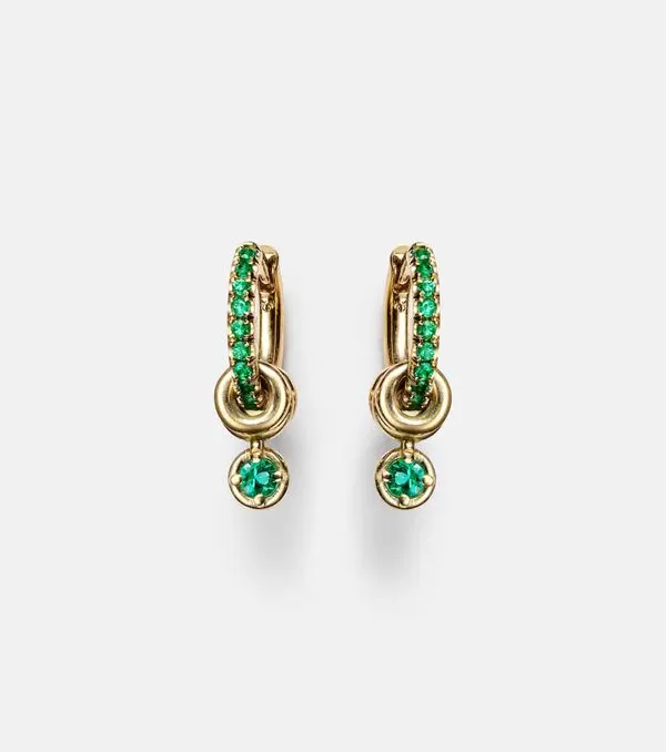 SPINELLI KILCOLLIN Zahra 18kt Yellow Hoop Earrings With Emeralds - Gold