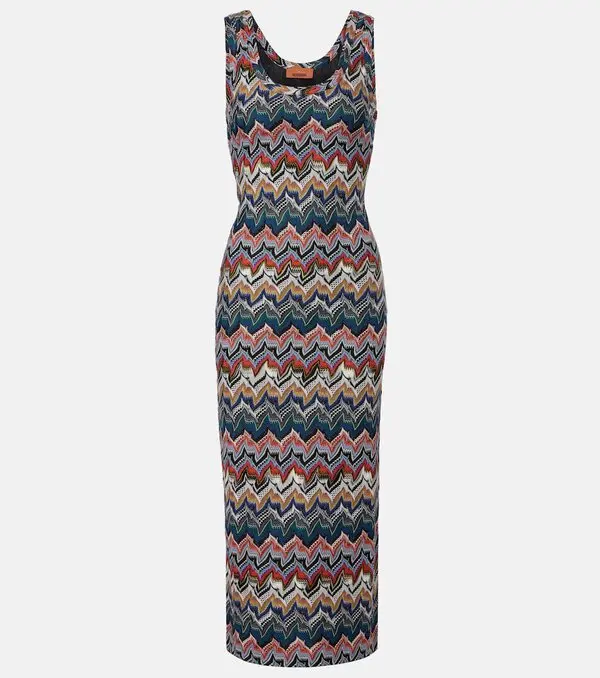 Missoni Zigzag Lamé Midi Dress - Multicoloured