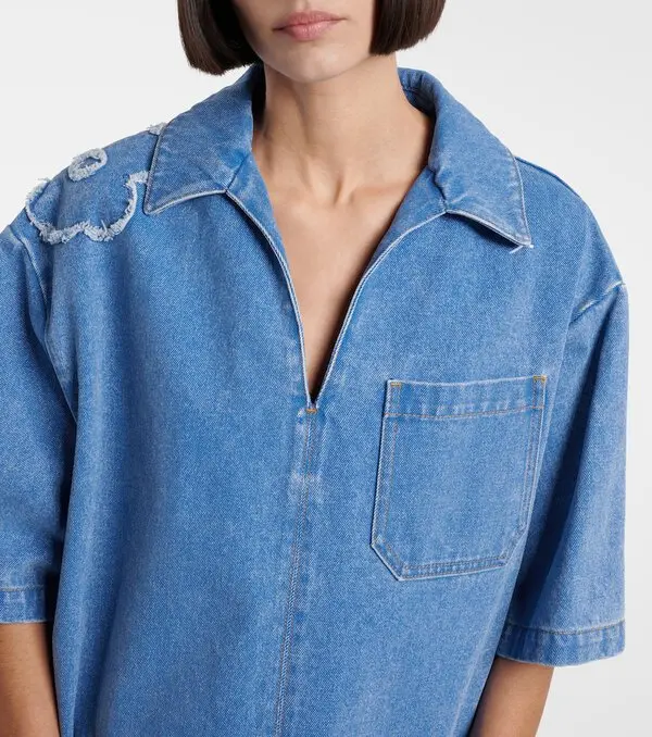 Marni Patch-appliqué Denim Mini Dress - Blue