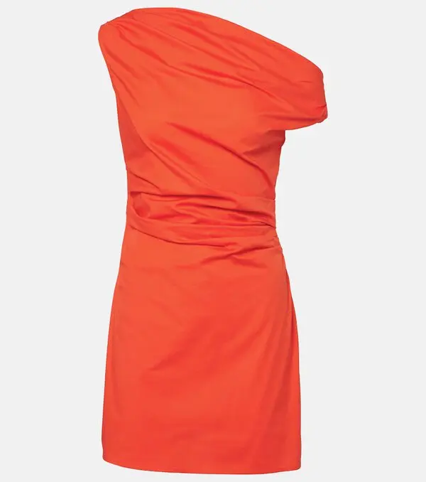 Staud Phare Draped Cotton Minidress - Red