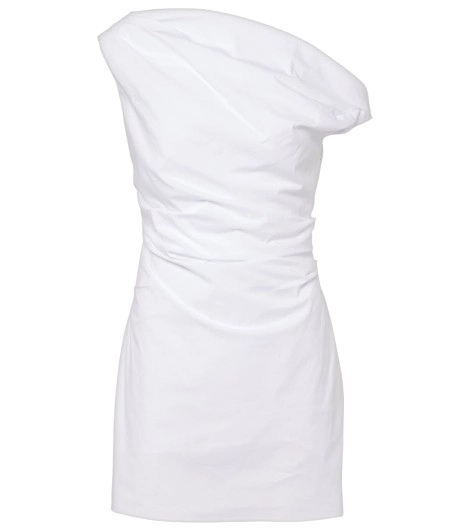 Staud Phare Draped Cotton Minidress - White