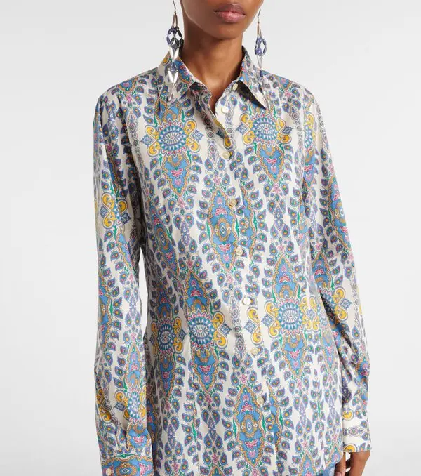 Etro Printed Cotton-blend Shirt - White