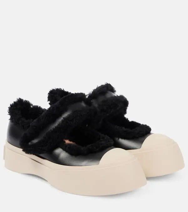 Marni Pablo Shearling-lined Leather Sneakers - Black