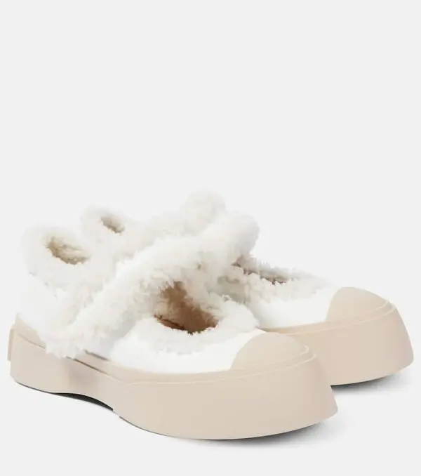 Marni Pablo Shearling-lined Leather Sneakers - White