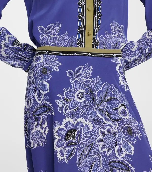 Etro Floral Silk Maxi Skirt - Blue