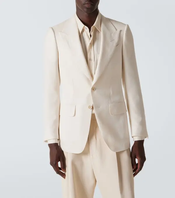 TOM FORD Shelton Wool, Silk, And Linen Blazer - White