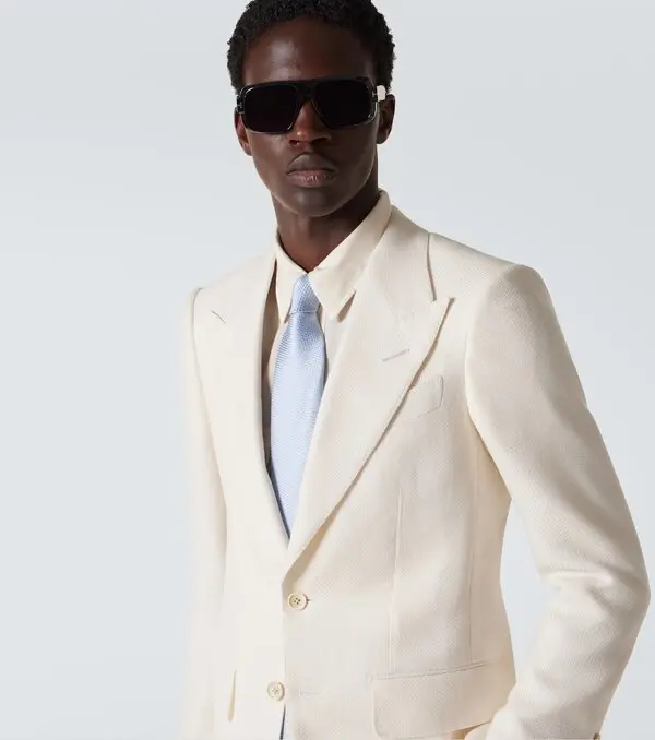 TOM FORD Shelton Wool, Silk, And Linen Blazer - White
