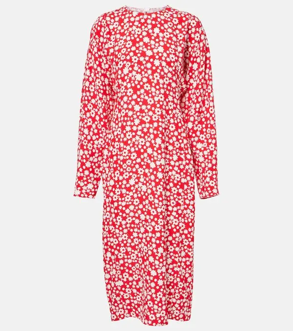 Marni Floral Print Midi Dress - Red
