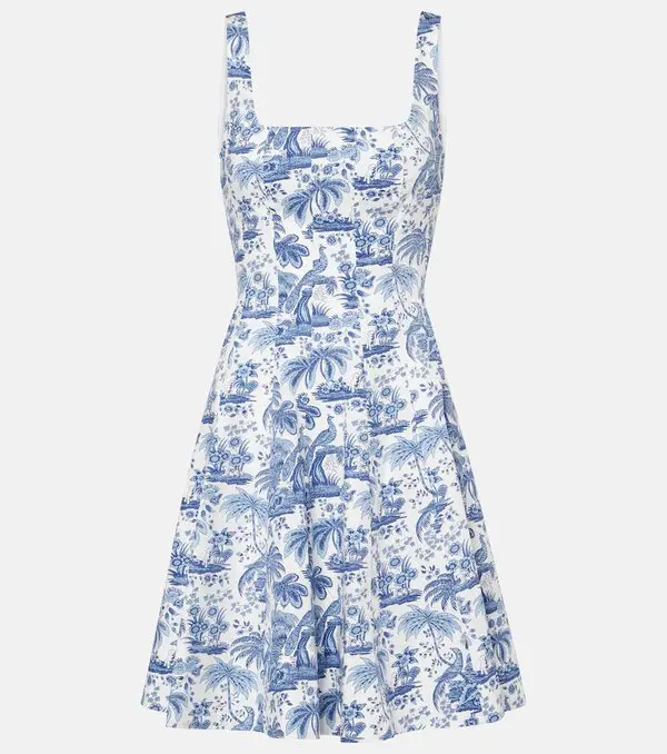 Staud Wells Floral Cotton Mini Dress - Blue