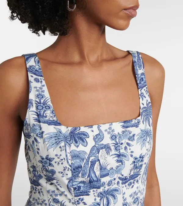 Staud Wells Floral Cotton Mini Dress - Blue