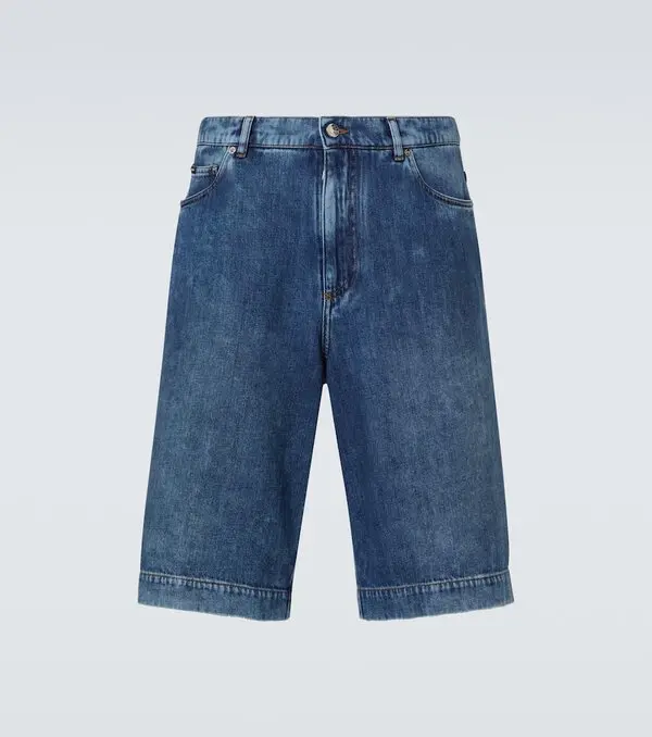 Dolce & Gabbana Logo Denim Bermuda Shorts - Blue