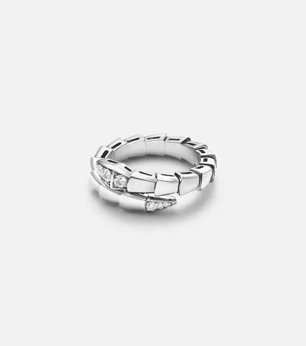 BVLGARI Serpenti Viper 18kt White Gold Ring With Diamonds - Silver