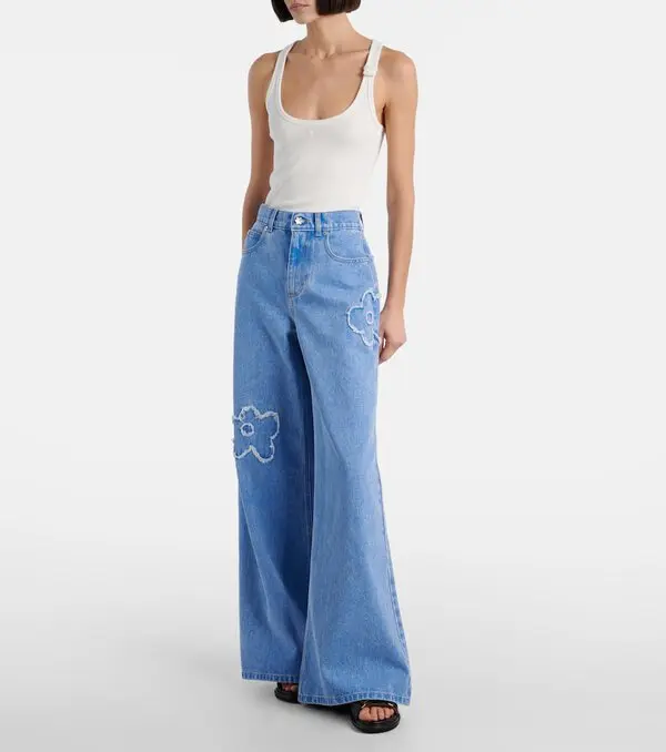 Marni Patch-appliqué Wide-leg Jeans