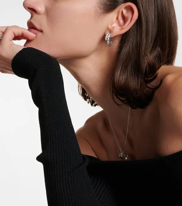BVLGARI Serpenti Viper 18kt White Gold Hoop Earrings With Diamonds