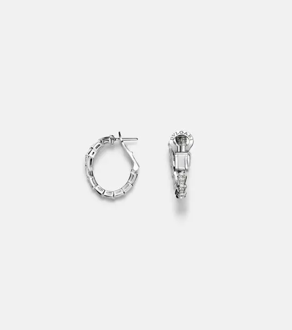 BVLGARI Serpenti Viper 18kt White Gold Hoop Earrings With Diamonds