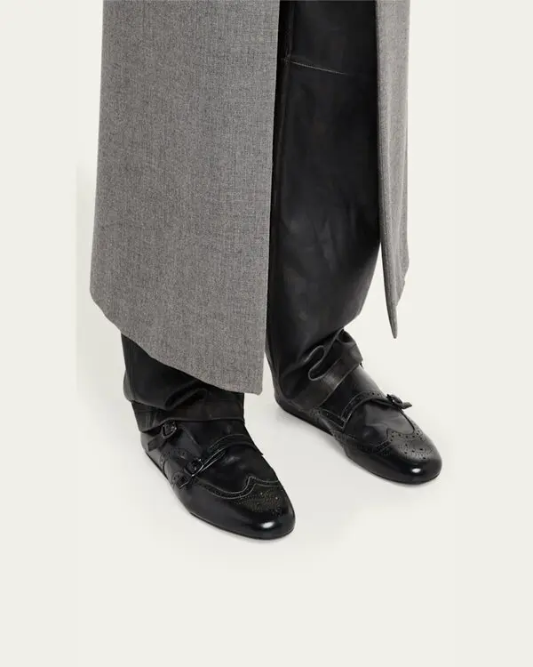 Prada Shuffle Double-Monk Leather Slip-On - Black | Editorialist