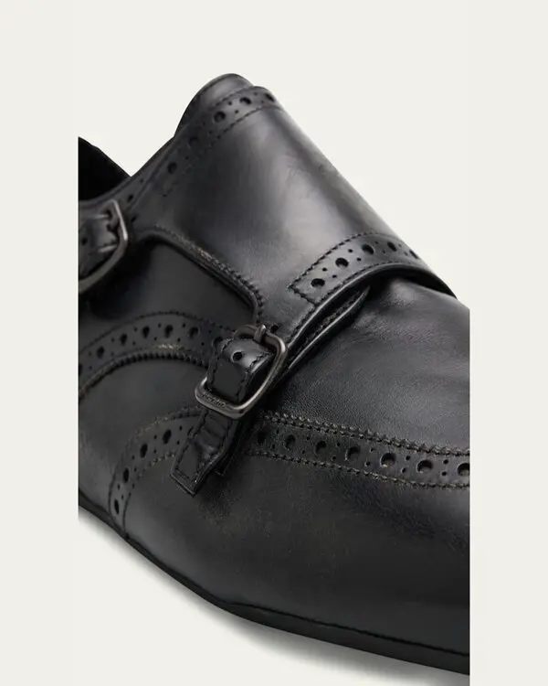 Prada Shuffle Double-Monk Leather Slip-On - Black | Editorialist