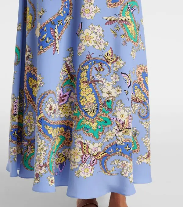 Etro Floral Printed Silk Maxi Skirt
