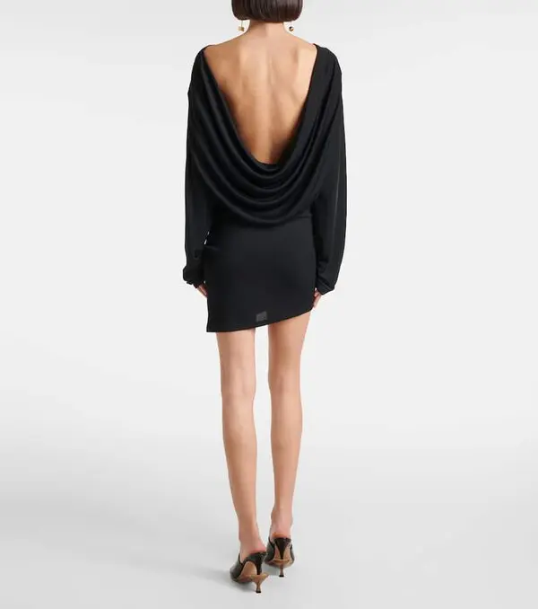 Jacquemus Croisiere Draped Jersey Minidress - Black