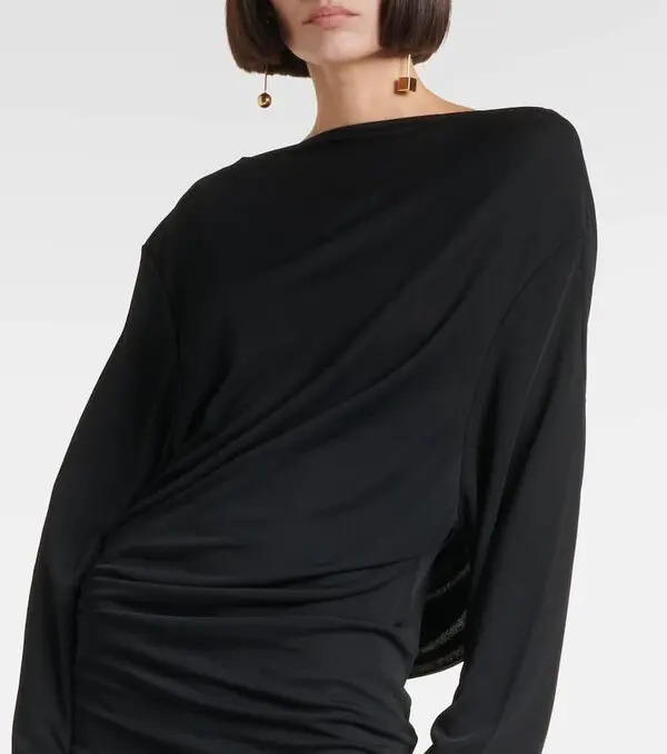 Jacquemus Croisiere Draped Jersey Minidress - Black
