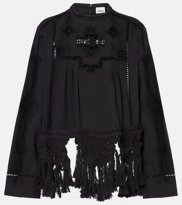 Isabel Marant Étoile Severine Open-knit Macrame Cotton Blouse - Black