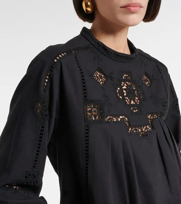Isabel Marant Étoile Severine Open-knit Macrame Cotton Blouse - Black