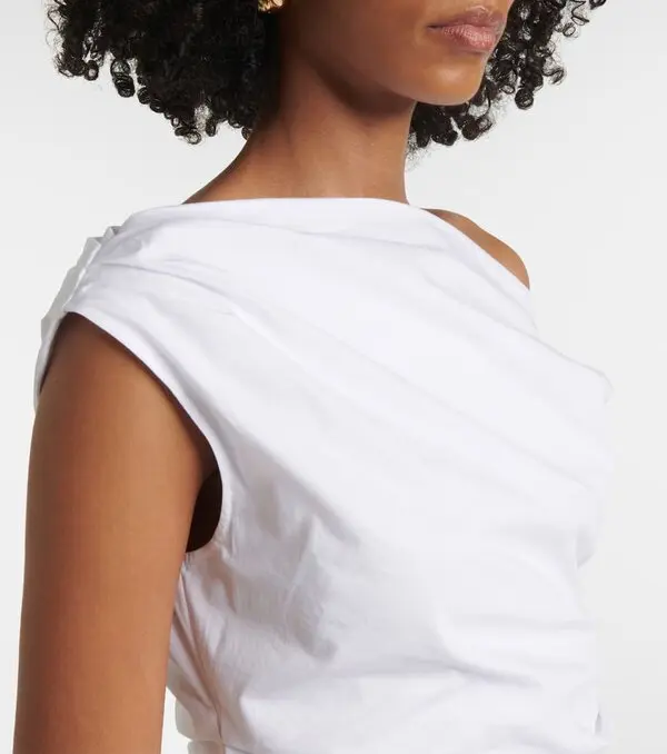 Staud Phare Draped Cotton Mini Dress