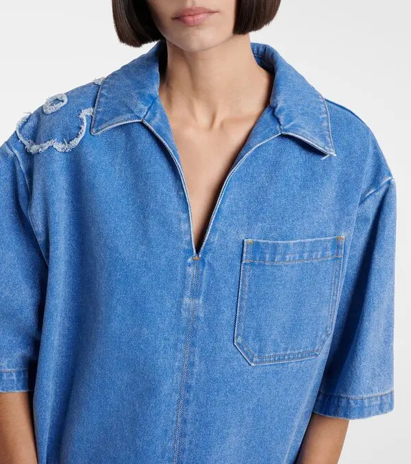 Marni Patch-applique Denim Mini Dress