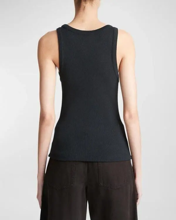 Vince Scoop-neck Ribbed Tank Top - Black