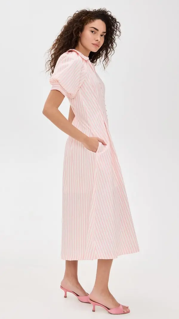 English Factory Seersucker Striped Midi Dress