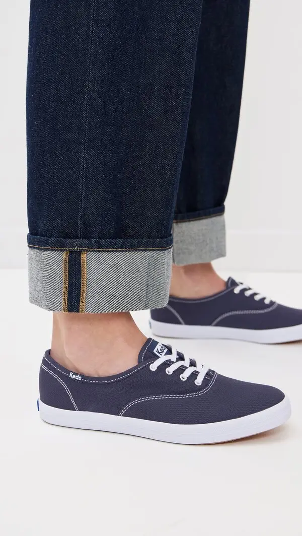KEDS Champion Canvas Lace-up Sneakers - Navy