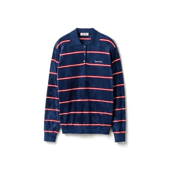 Miu Miu Striped Viscose Polo Shirt