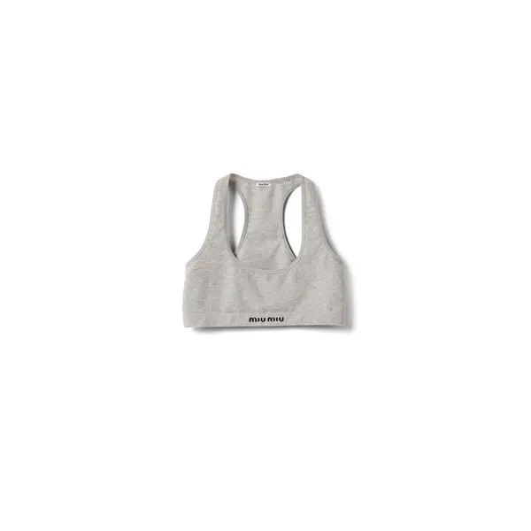 Miu Miu Seamless Mélange Racerback Crop Top - Grey